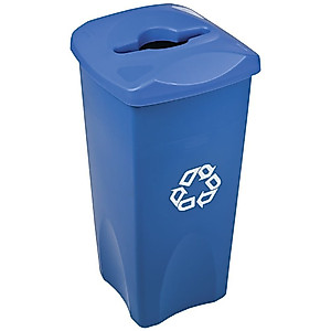 Rubbermaid 356973Be Untouchable Recycling Container, Square, Plastic, 23Gal, Blue