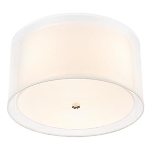 Hamilyeah Modern Drum Ceiling Light Fixture, 12inch Fabric Shade, Flush Mount 2 Bulb, Dimmable, Close to Ceiling, Bathroom Kitchen Bedroom Lighting