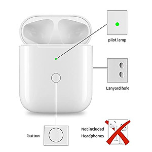 Wireless Charging Case Compatible for AirPods 1/2, Charger Replacement Cases Compatible with AirPods 1/2, Support Bluetooth Pairing and Sync Button(Earbuds Not Included)