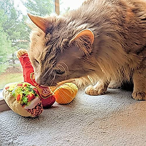 Huxley & Kent Cat Toy | Fat Cat Hot Sauce | Snack Attack Strong Catnip Filled Cat Toy | Soft Plush Kitty Toy with Catnip and Crinkle | Kittybelles