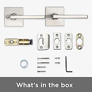 Kwikset 91540-029 Halifax Door Handle Lever with Modern Contemporary Slim Square Design for Home Hallway or Closet Passage in Iron Black