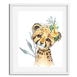 Safari Nursery Girl - Safari Animal Pictures Wall Art - Baby Room Animal Prints - Jungle Babies Wall Decor - Little Girls Room Wall Decor - 8x10 - UNFRAMED (Safari Girls 6)