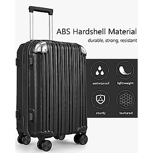 SunnyTour Expandable Luggage Sets with Double Spinner Wheels, 3 Piece Hard Suitcase Set for Short Trips and Long Travel, Black