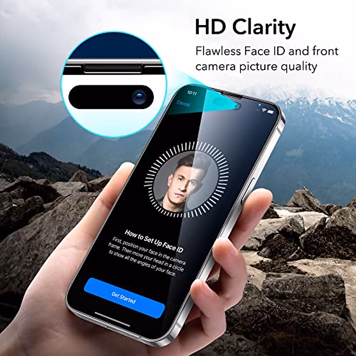 ESR Armorite Screen Protector Compatible with iPhone 14 Pro Max, Ultra-Tough Tempered-Glass, Easy Alignment Frame, 2 Pack, Black