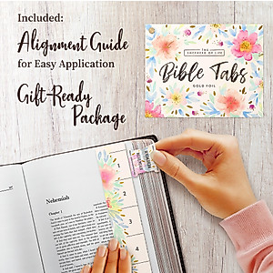 Bible Tabs Gold Floral - Soul Nourishing Book Summaries - 66 Peel-and-Stick SilkTouch Laminated Bible Tabs Large Print | Gold Bible Tabs for Women, Floral Bible Tabs for Study Bible, Bible Book Tabs
