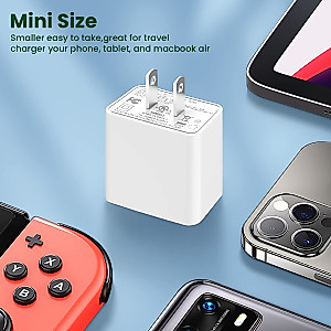 30w USB-C Power Adapter, Zafolia iPhone 15 Fast Charger Block, Google Pixel 6/6 Pro Charger, Upgraded Certified Dual Ports PD 3.0 Charging Plug for iPhone 14 Pro Max/iPad Pro/Samsung Galaxy S21 S22