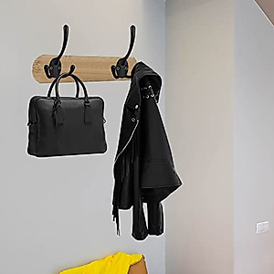 IBosins 7 Pack Big Heavy Duty Three Prongs Coat Hooks Wall Mounted with 14 Screws Retro Double Utility Rustic Hooks for Thick Coat, Big Heavy Bag