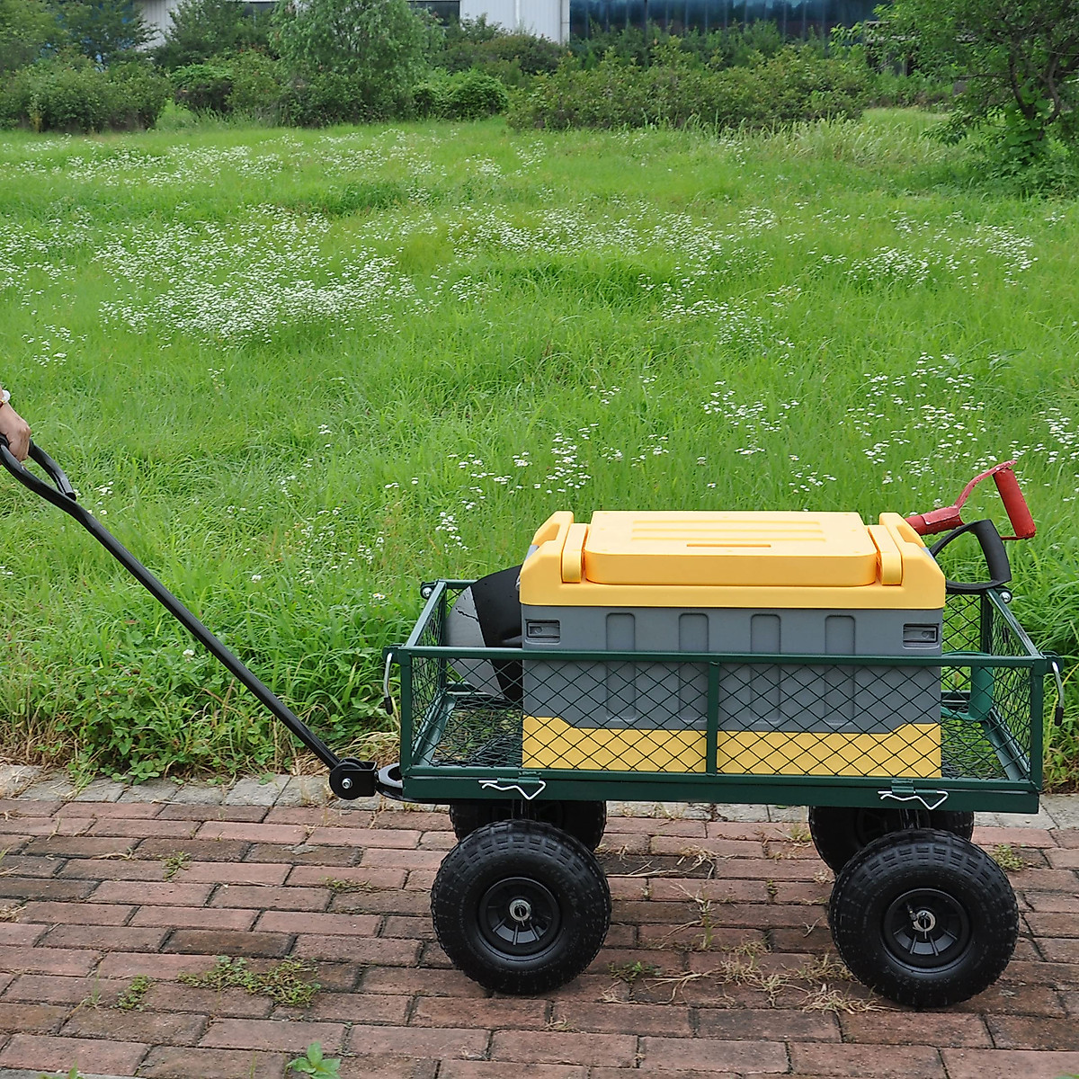 HJRTFLXC Garden Dump Cart - Large Capacity, Removable, Sturdy, Green, Outdoor Use