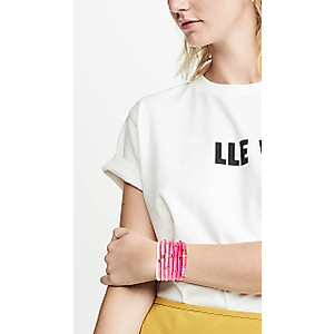 LYNMOS Colorful Heishi Clay Bead Bracelet Set for Women Stackable Vinyl Disc Polymer Beaded Stretch Bracelets Preppy Bohemian Summer Beach Bracelets Jewelry (B-Pink, 6.8 Inch)