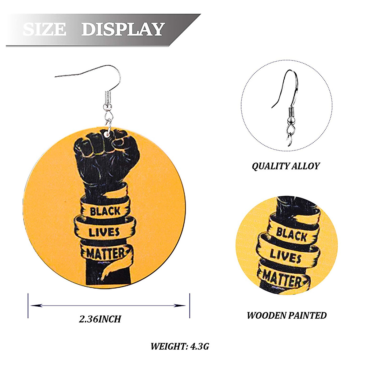 Honsny African Wooden Earrings for Women Round Wooden Painted Ethnic Earrings Drop Dangle Earrings Set