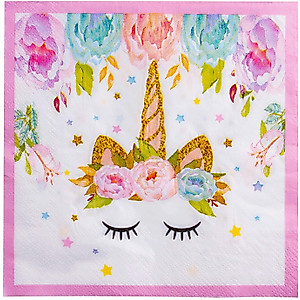 oneBest Unicorn Plates and Napkins, 16 Serves