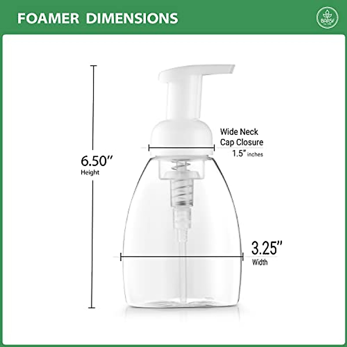 Bar5F Foaming Pump Bottle for Dr. Bronner's Castile Soap and All Generic Concentrated or Regular Soaps, 8.5-Ounce