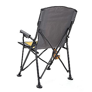 ARROWHEAD OUTDOOR Heavy-Duty Solid Hard-Arm High-Back Folding Camping Quad Chair, Heavy-Duty Carrying Bag, Cup Holder Included w/Side Pouch, Supports up to 400lbs, USA-Based Support (Tan & Gray)