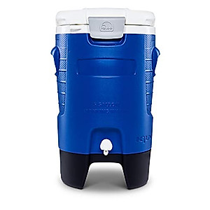 Igloo 5 Gallon Wheeled Portable Sports Cooler Water Beverage Dispenser with Flat Seat Lid, Blue, Model Number: 42256