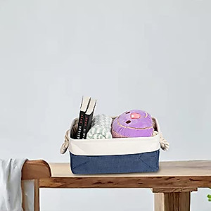 HOSEN 6 PACK Storage Large Basket Set - Collapsible Sturdy Cotton Organizer Basket Bin Box with Carry Handles for Linens, Towels, Toys11.8 X 7.8 X 5.1"