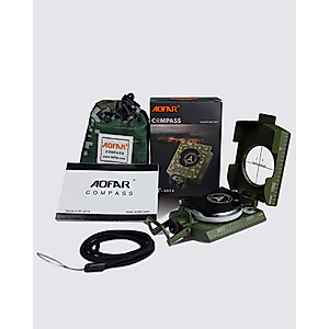 AOFAR Military Compass AF-4074 Camo for Hiking,Lensatic Sighting Waterproof,Durable,Inclinometer for Camping,Boy Scount,Geology Activities Boating