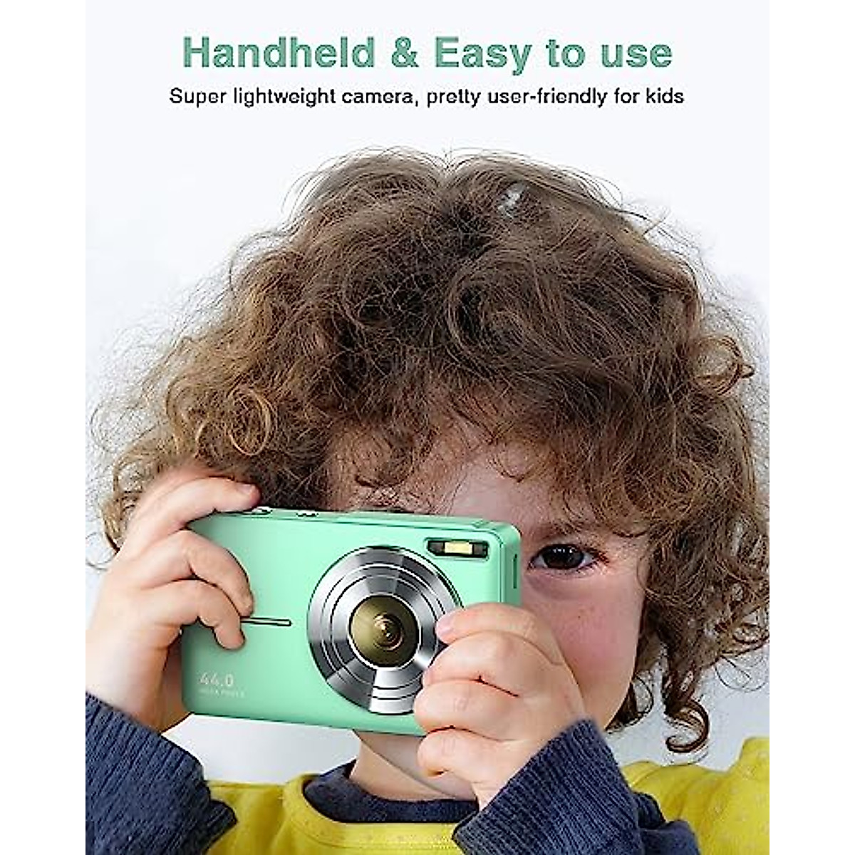 Digital Camera, FHD 1080P Kids Camera with 32GB Card, 2 Batteries, Lanyard, 16X Zoom Anti Shake, 44MP Compact Portable Small Point and Shoot Cameras Gift for Kids Student Teens Girl Boy(Apple Green)