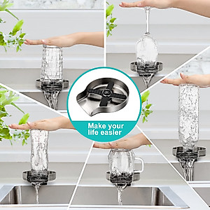 Cup Washer for Sink, Glass Rinser for Kitchen Sink Suitable for Cleaning All Kinds of Cups/Bottles Bottle Washer for All Occasions Silver
