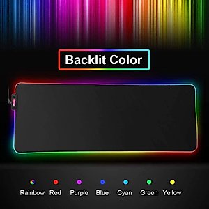 HYSTTBD Gaming Mouse Pads Gaming Computer Mousepad RGB Hexagon LED Carpet Pc Desk Keyboard Mat with Backlit 23 62' x11 81', 600x300mm