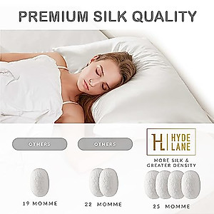 Hyde Lane 25 Momme 100% Pure Mulberry Silk Pillowcase for Hair and Skin with Hidden Zipper, Both Side Grade 6A Silk, Luxury Smooth and Soft,Real Silk Pillow Case, 1pc Standard 20''x26'',White