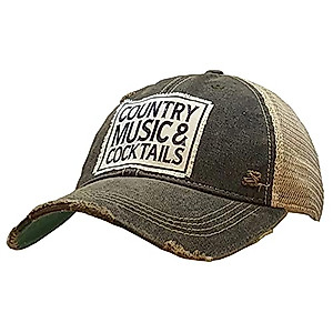 VINTAGE LIFE Baseball Cap for Women Funny Trucker Hat Cute Distressed Ball Caps (Country Music & Cocktails, Black)