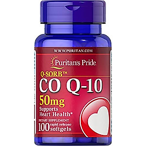 Q-Sorb CoQ10 50mg, Contributes to Heart Wellness,100 Softgels by Puritan's Pride