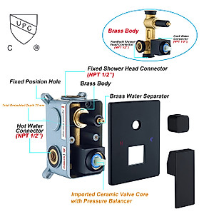 DMDMBATH Shower System Matte Black with 10 inch Rain Shower Head High Pressure Shower Faucet Set Shower Fixture Complete Combo Set Bathroom Bathtub Shower Trim Systems (Matte Black)