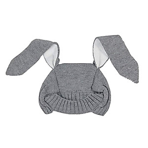Toddlers Baby Girls and Boys Rabbit Ears Beanie Cap Winter Warm Knit Caps Scarf Woolen Earflap Hood Warm Skull Knit Caps (Hat2-Grey)