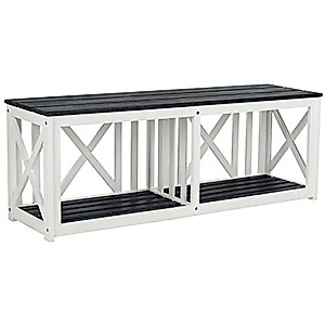 Safavieh FOX6706K Outdoor Collection Branco Grey Bench, 0, Dark Slate Gray/White