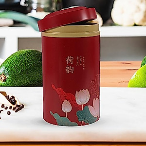 UPKOCH Tea Tin Canister Metal Sealed Coffee Jar with Lid Airtight Tea Container Loose Tea Storage Box Vintage Tinplate Candy Holder for Chocolate Sugar Red