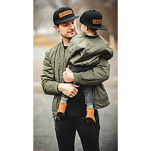Legend and Legacy Genuine Leather Patch Hats Black Matching Father Son, Each Hat Sold Separately**(Legend - Adult)