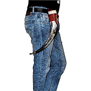 Beer horn mug Game of thrones Brass adorned vikings horn Medieval Drinking Horn with attractive leather belt (HBM-580)