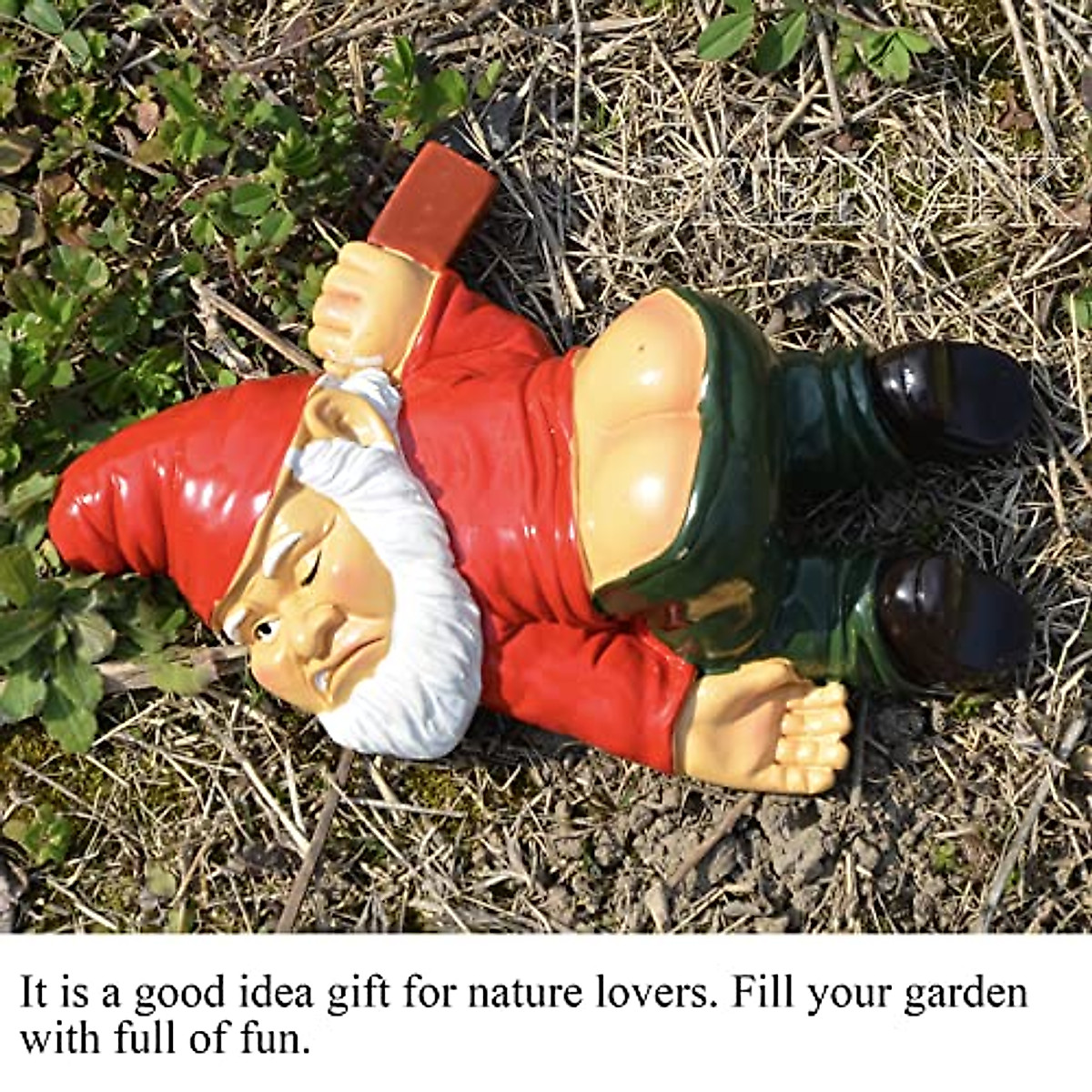 GREBSTK Drunk Gnome Statue Garden Gnome Outdoor Statues Garden Sculpture Decoration Garden Figurine Art