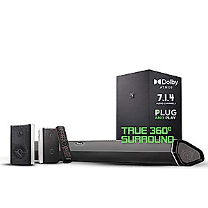 Nakamichi Shockwafe Pro 7.1.4 Channel 600W Dolby Atmos/DTS:X Soundbar with 8" Wireless Subwoofer, 2 Rear Surround Speakers. Get True 360° Cinema Surround with This Plug and Play Home Theater System