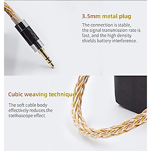KZ Gold Silver and Copper Mixed (784 cores) Upgrade Cable, HiFi Audio 0.75MM 2PIN Replacement IEM Earbuds Wire Compatible with C PIN Headphone