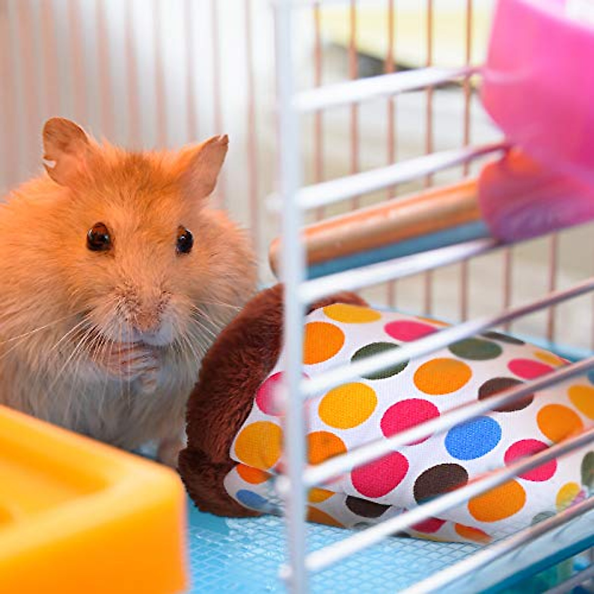 2 Pieces Hamster Sleeping Bag Rat Hamster House Bed Small Pet Nest Hideout Pouch Small Animal Sleep Bed Winter Sack Cage Nest Bed for Guinea Pig Squirrel Ferret Chinchilla (Heart Pattern, Dot Pattern)