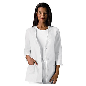 Cherokee Women's 3/4 Sleeve Embroidered Jacket, White, Medium