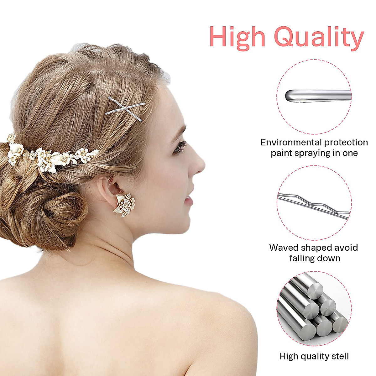 MORGLES Silver Bobby Pins for Gray Hair 120PCS 2Inches Hair Pins for Women with Box
