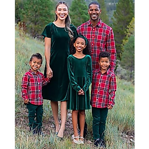 The Children's Place Boys' Long Sleeve Poplin Button Down Shirt, Red Birch Plaid, Small