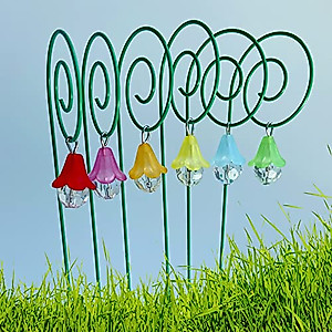Fairy Garden Accessories - Set of 12 Fairy Garden Lanterns - Miniature Garden Hanging Lantern Flower Style with Shepherds Hook Outdoor Kit