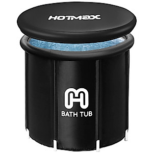 Ice Bath Tub for Recovery, Portable Cold Water Therapy Training Tub, Ice Bath for Adults, Folding Cold Plunge Tub for Athletes, Freestanding Spa Soaking Bath(Black 32.2x32.2x29.5 inches)