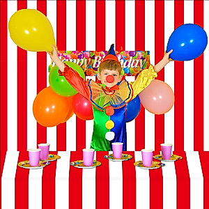 100Ft Long Tablecloth Roll Red and White Striped Tablecloth Carnival Circus Tent Party Supplies Christmas Plastic Picnic Table Cover for Birthday Halloween Party Circus Backdrop Banner Decoration