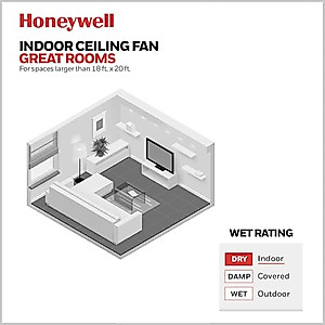 Honeywell Ceiling Fans Xerxes Modern 62 Inch Ceiling Fan with Light, Remote Control Fan, LED Indoor Fan with 8 Blades, French Oak and Gray Oak Blade Finish Options, Brushed Nickel (50608-01)