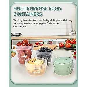 SUPERMAMA Stackable Baby Food Containers 12 Set(2/4/7oz), Baby Food Storage Containers with Airtight Lids, Baby Food Jars Freezer Safe, Easy to Store & Keep Fresh, Microwave Safe, BPA Free, Green