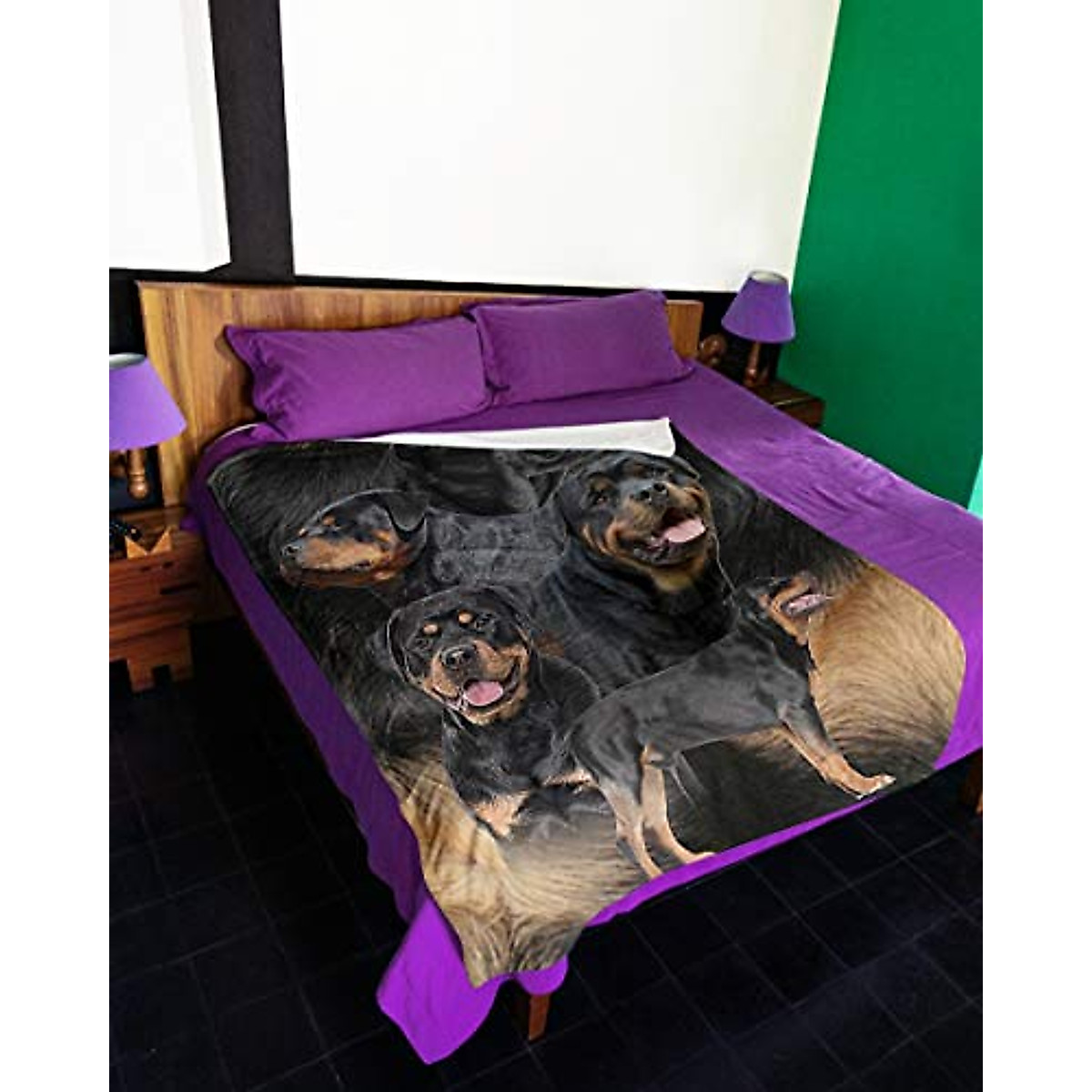 Cholyme LLC Fleece Blanket Rottweiler Dog Hair 60X80 Inch Bed Throw Tapestry Blanket Gift for Christmas, New Years, Dad, Mom, Son, Daughter, Fathers, Mother N2064