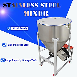 HQHAOTWU 201 Stainless Steel Feed Mixer Vertical Granular Plastic Mixing Machine for Animal Feed Mixing and Stirring 75KG/165LBS Capacity Stirrer 3KW 1720r/min