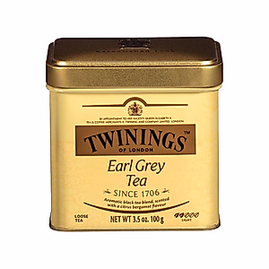 Twinings Earl Grey Loose Black Tea Tin, Flavored with Citrus and Bergamot, Caffeinated, 3.53 Ounce Tin (Pack of 3)