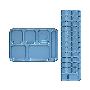 Carlisle FoodService Products Right-Hand Heavyweight 6-Compartment Melamine Tray 10" x 14" - Sandshade (Pack of 12)