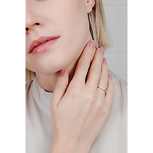 Hoops & Loops 925 Sterling Silver 2mm Princess-Cut Cubic Zirconia Channel Set Eternity Band Ring for Women Teen Girls, Size 7