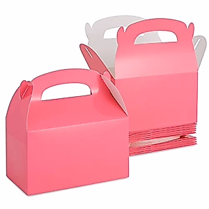 BLUE PANDA 24 Pack Pink Party Gable Treat Boxes for Favors, Goodie Gift Box with Handles for Birthdays (6.2 x 3.5 x 3.6 In)